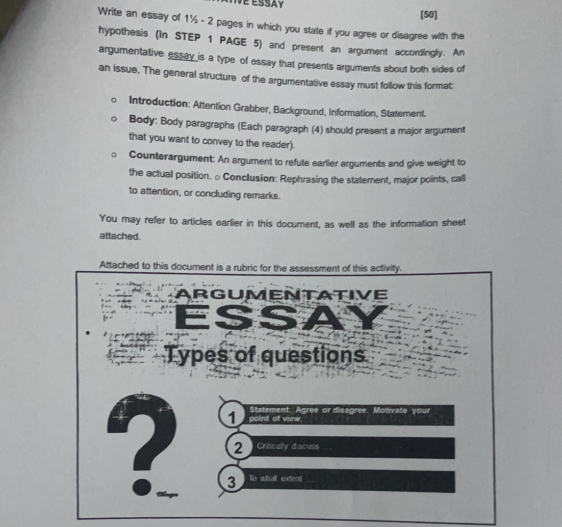 Solved: mVé essay [50] Write an essay of 1½ - 2 pages in which you state if you agree or disagre ...