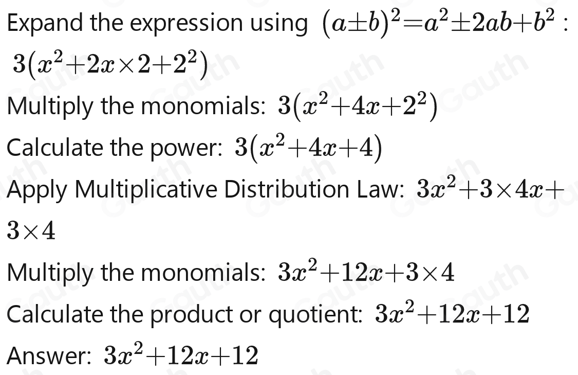 Solved: Remove the brackets and Simplify 3(x+2)^2 [Math]