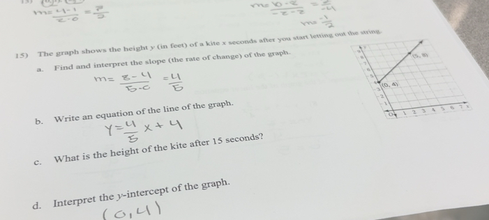 Solved: The graph shows the height y (in feet) of a kite x seconds ...