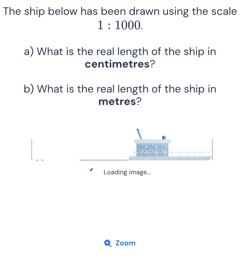 Solved: The ship below has been drawn using the scale 1:1000. a) What ...