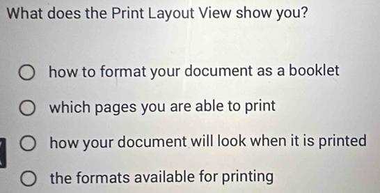 Solved: What does the Print Layout View show you? how to format your ...