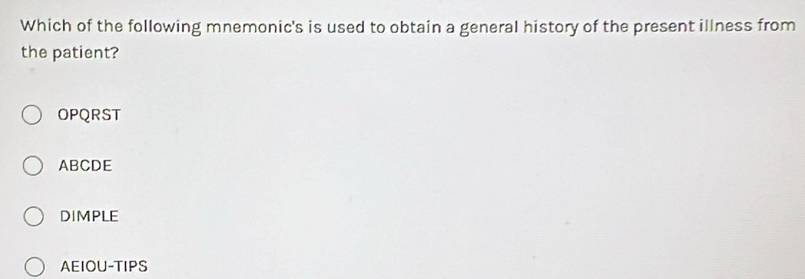 Solved: Which of the following mnemonic's is used to obtain a general ...