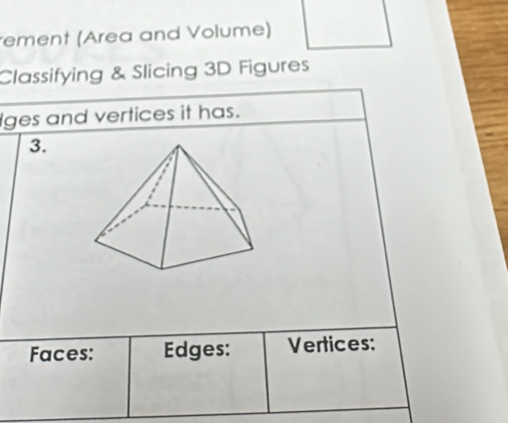 Solved: ement (Area and Volume) Classifying & Slicing 3D Figures ges ...
