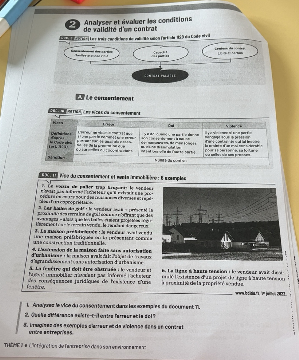 Résolu :Analyser et évaluer les conditions de validité d'un contrat 000 ...