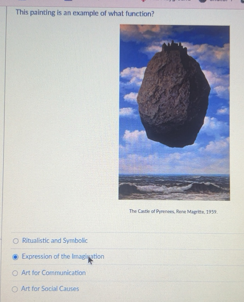Solved: This painting is an example of what function? The Castle of ...
