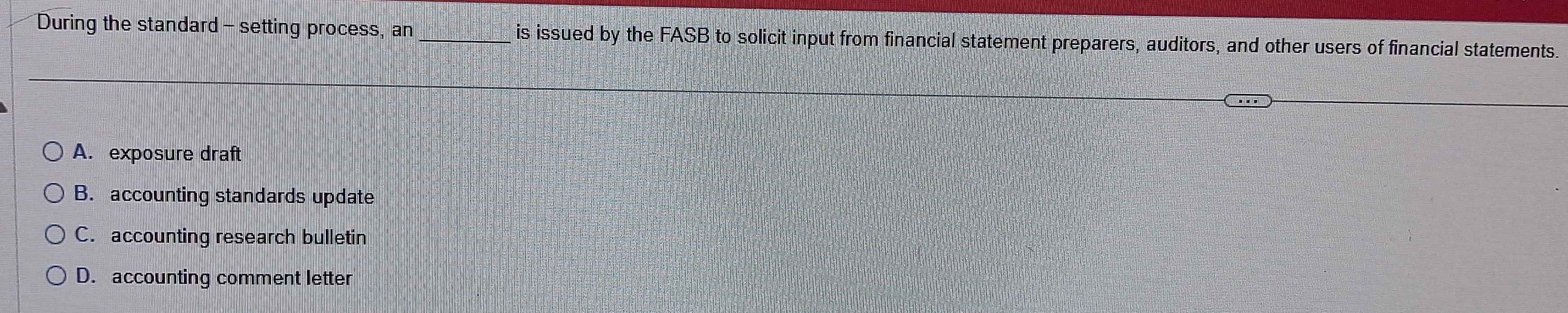 Solved: During the standard - setting process, an _is issued by the ...
