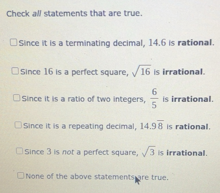 Solved: Check all statements that are true. Since it is a terminating ...