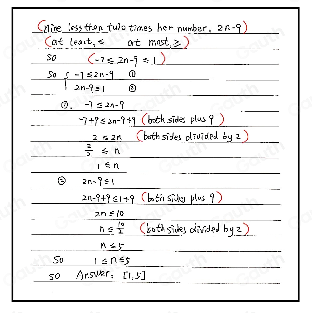 Solved: Gail is thinking of a number n, and she wants her sister to ...
