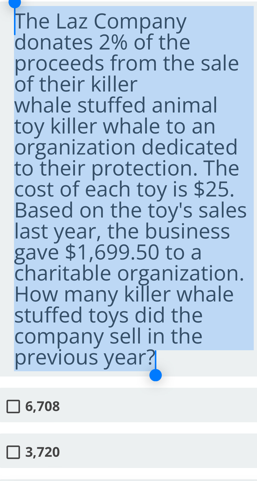 Solved: The Laz Company donates 2% of the proceeds from the sale of ...