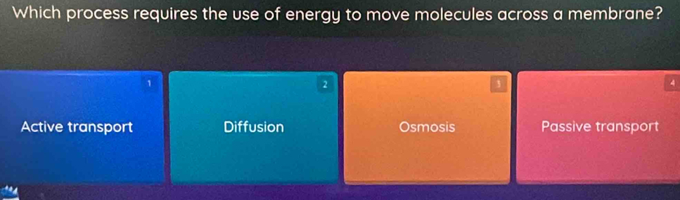Solved: Which process requires the use of energy to move molecules ...