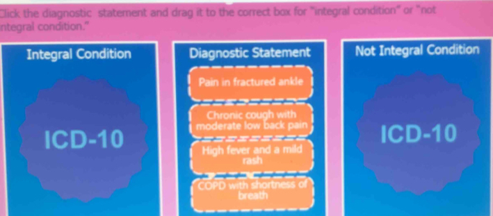 Solved: Click the diagnostic statement and drag it to the correct box ...