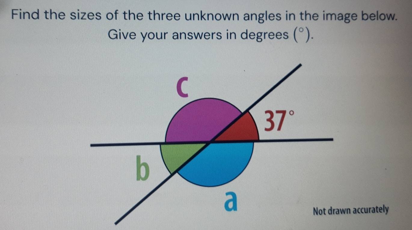 Solved: Find the sizes of the three unknown angles in the image below ...