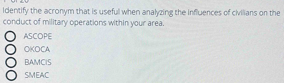 Solved: Identify the acronym that is useful when analyzing the ...