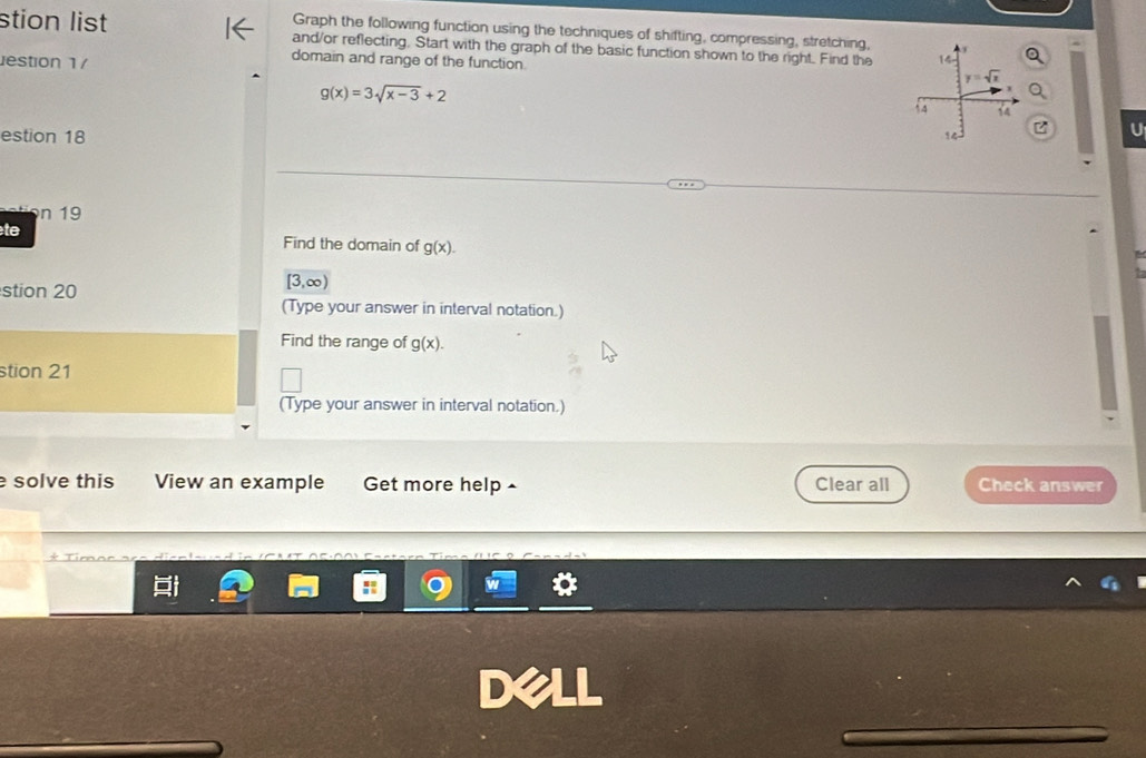 Solved: Graph the following function using the techniques of shifting ...