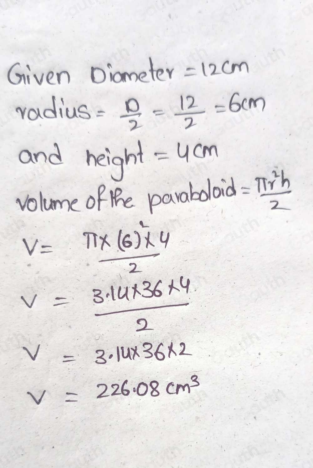 Solved: The parabolic reflector of an automobile headlight is 12 cm in ...