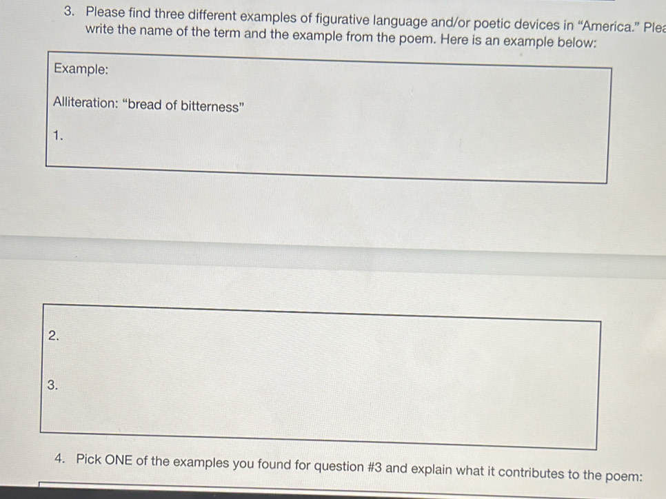 Solved: Please find three different examples of figurative language and ...