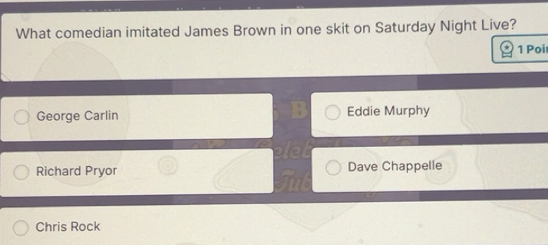 Solved: What comedian imitated James Brown in one skit on Saturday ...
