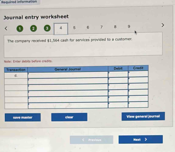 Solved: Required information Journal entry worksheet 1 2 3 4 5 6 7 8 9 ...