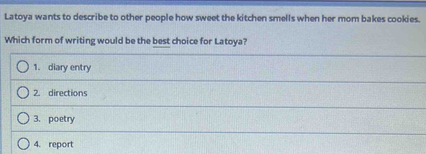 Solved: Latoya wants to describe to other people how sweet the kitchen ...