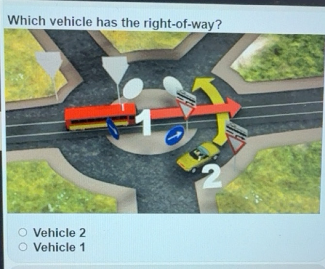 Solved: Which vehicle has the right-of-way? Vehicle 2 Vehicle 1 [Others]