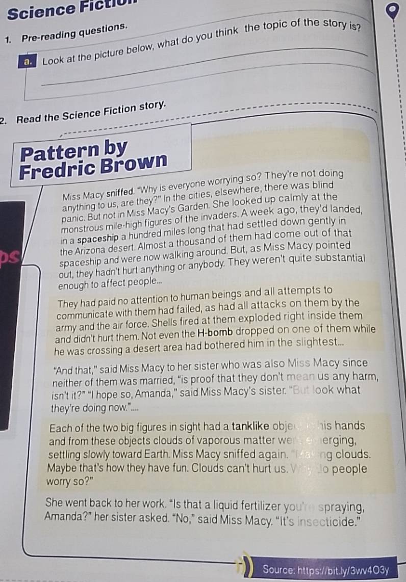 Resuelto:Science Ficti o l 1. Pre-reading questions. A Look at the ...