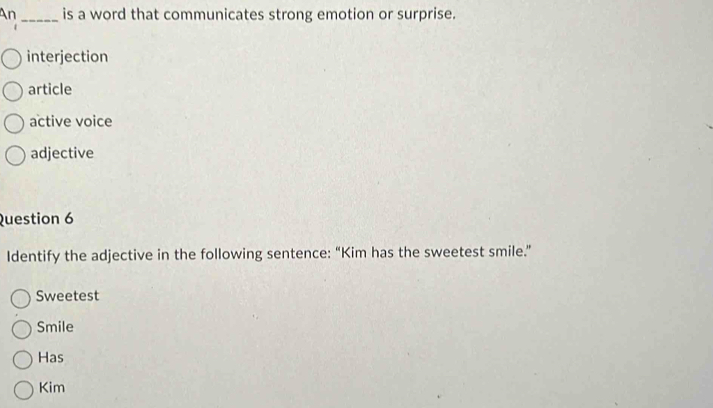 Solved: An _is a word that communicates strong emotion or surprise ...