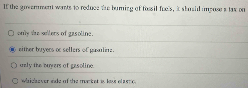Solved: If the government wants to reduce the burning of fossil fuels ...