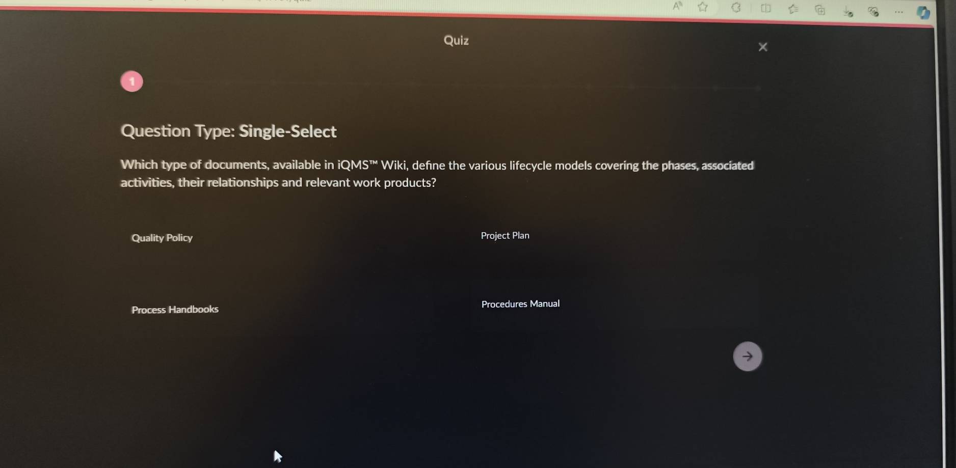 Solved: A Quiz × Question Type: Single-Select Which type of documents, available in iQMS^(TM)W ...
