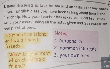 Solved: Read the writing task below and underline the key words. In ...
