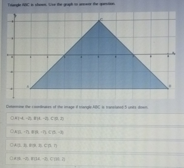 Solved: Triangle ABC is shown. Use the graph to answer the question ...