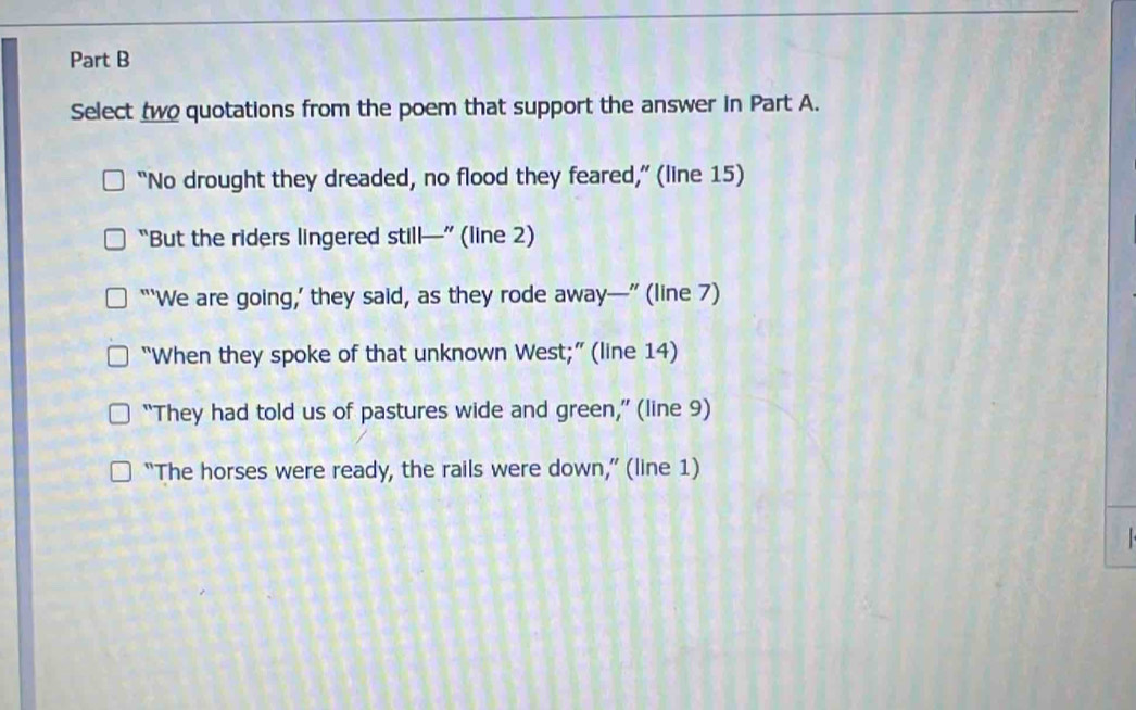 Solved: Select two quotations from the poem that support the answer in ...