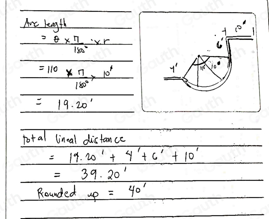Solved: What is the total lineal distance, in feet, along the curb ...