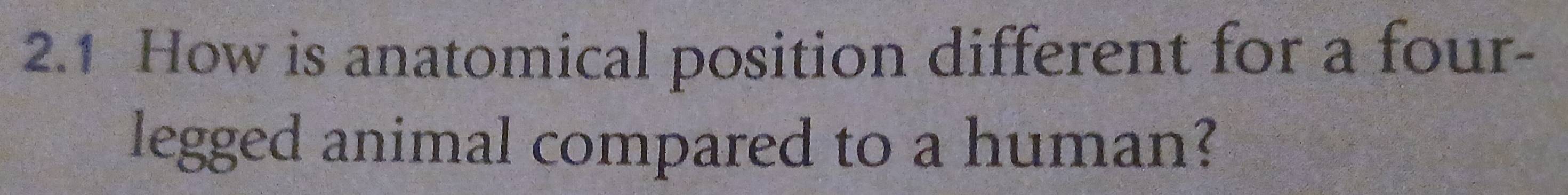 Solved: 2.1 How is anatomical position different for a four- legged ...