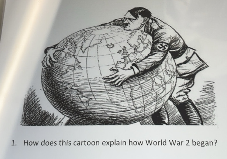 Gelöst:How does this cartoon explain how World War 2 began?