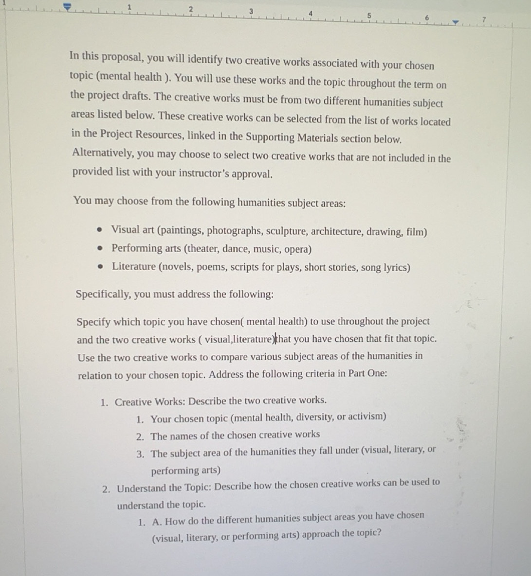 Solved: 1 2 3 4 5 6 7 In this proposal, you will identify two creative ...