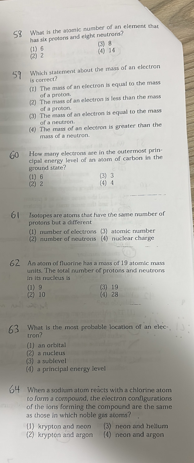 Solved: What is the atomic number of an element that has six protons ...