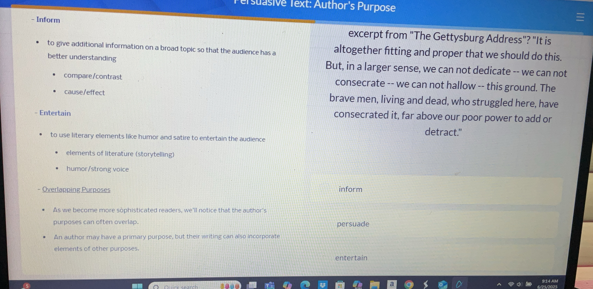 Solved: ersuasive Text: Author's Purpose - Inform excerpt from "The ...