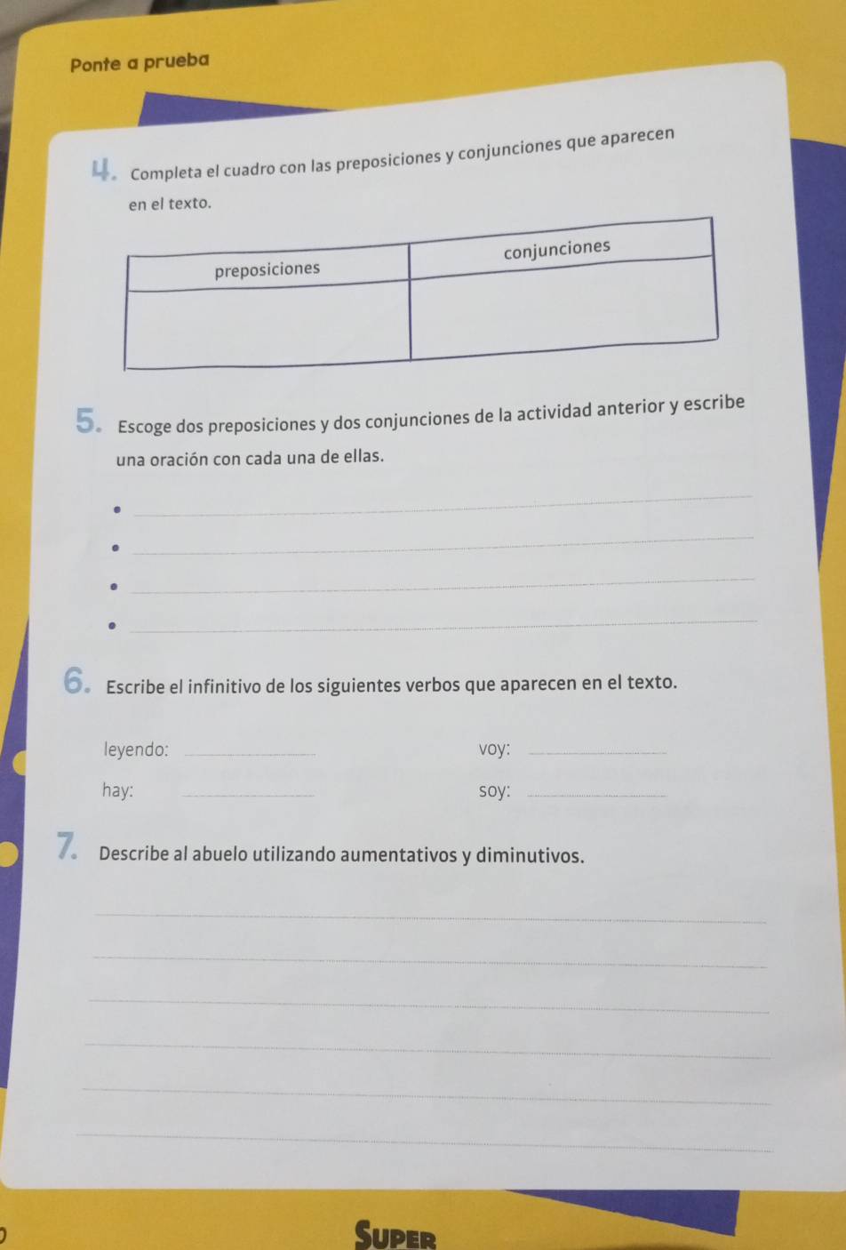 Resuelto:Ponte a prueba 4. Completa el cuadro con las preposiciones y ...