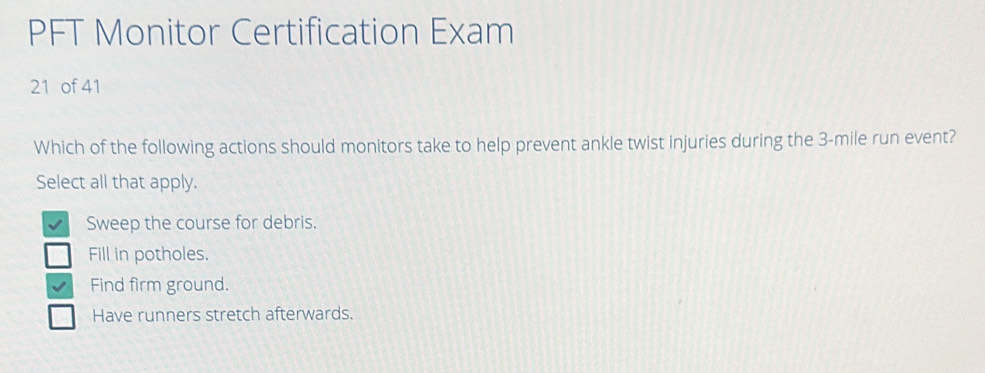 Solved: PFT Monitor Certification Exam 21 of 41 Which of the following ...