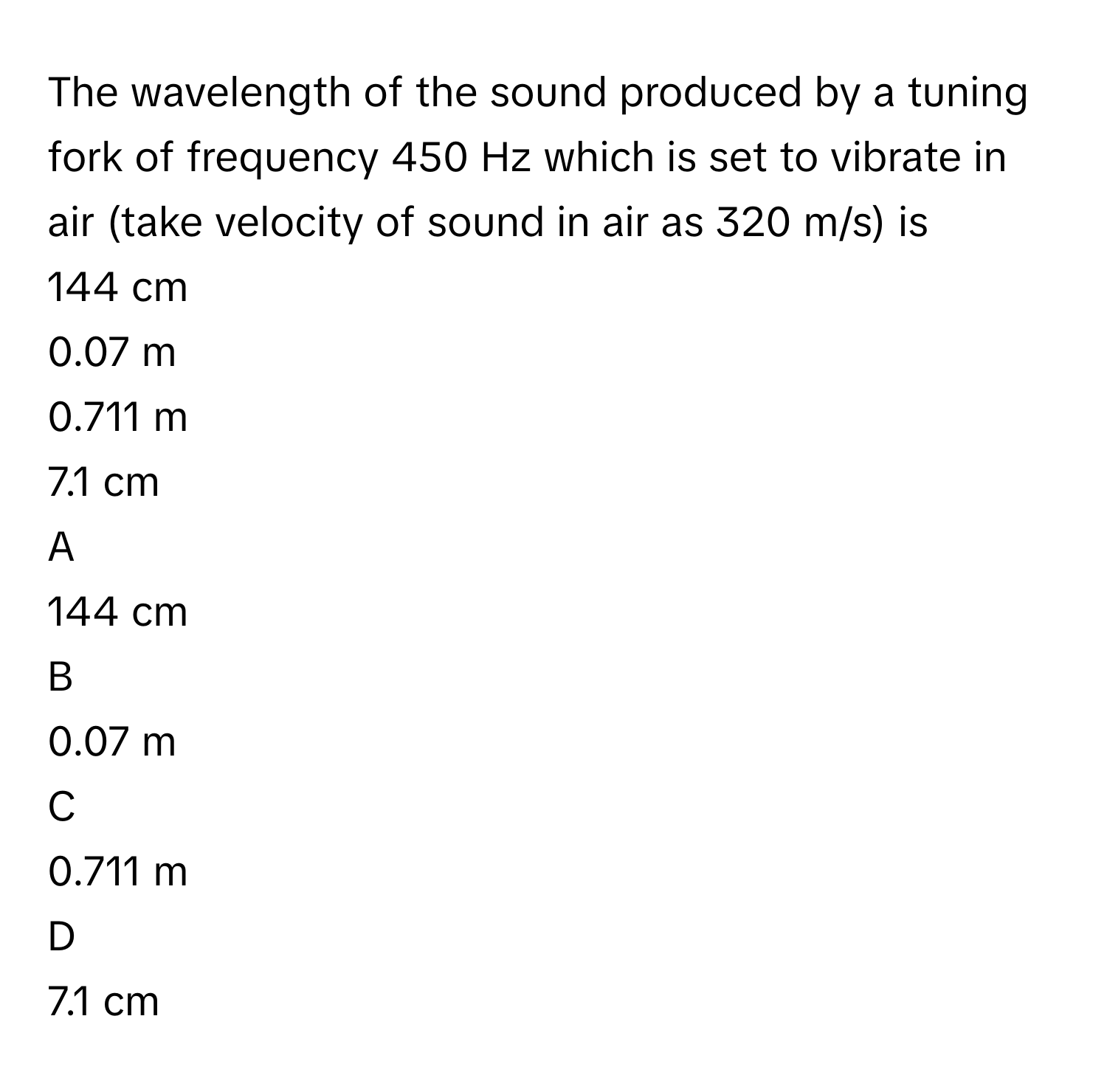 Solved: The wavelength of the sound produced by a tuning fork of ...
