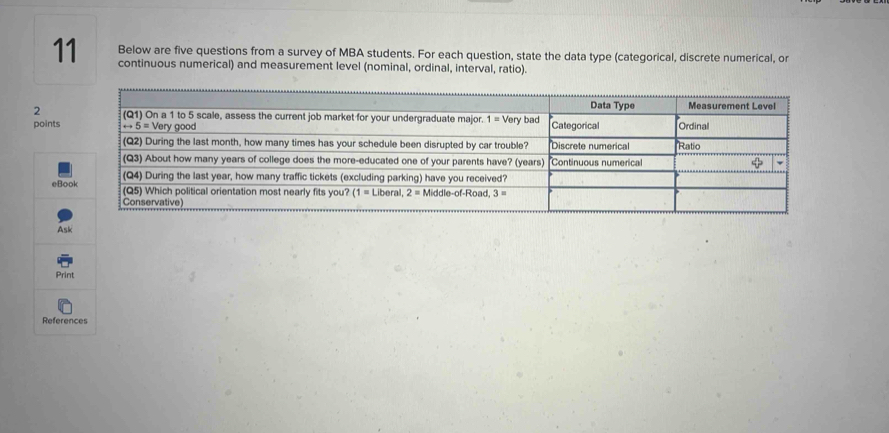 Solved: Below are five questions from a survey of MBA students. For ...