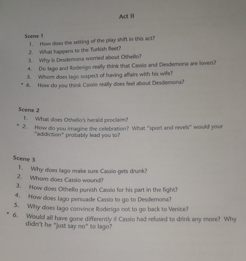 Solved: Act II Scene 1 1. How does the setting of the play shift in ...