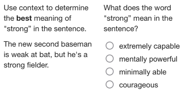 Solved: Use context to determine What does the word the best meaning of ...