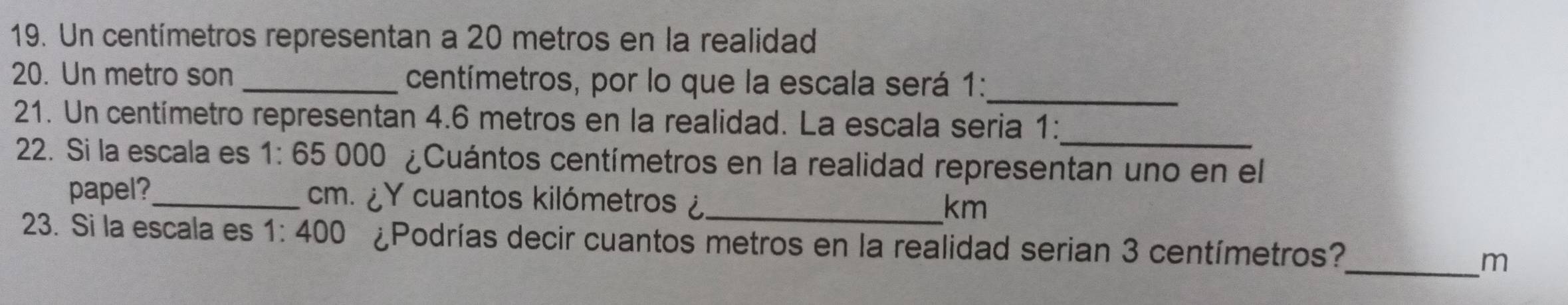 Resuelto:Un centímetros representan a 20 metros en la realidad 20. Un ...