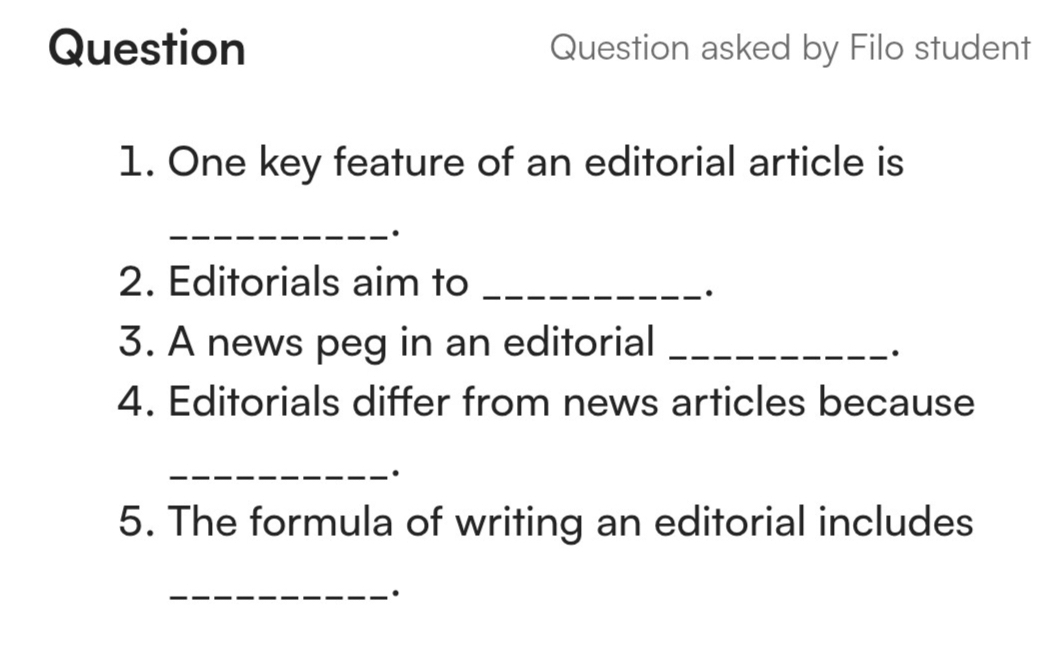 Solved: Question Question asked by Filo student 1. One key feature of ...