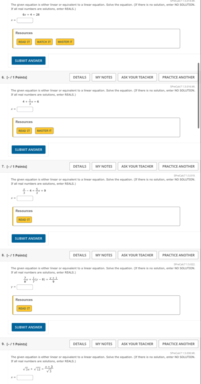 Solved: The given equation is either linear or equivalent to a linear ...