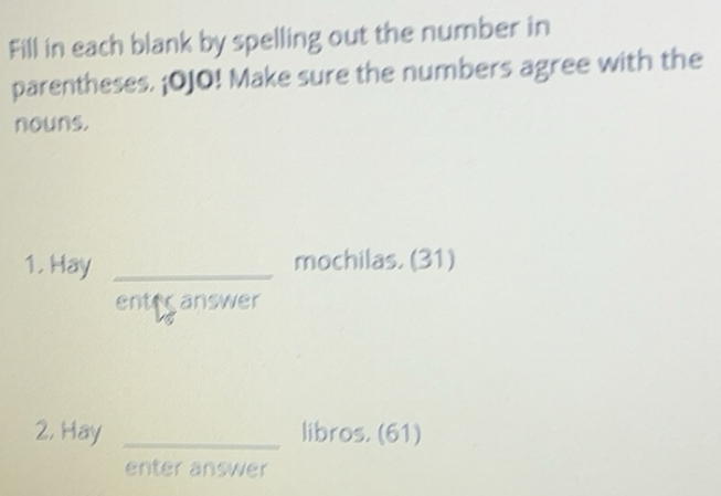 Solved: Fill in each blank by spelling out the number in parentheses ...