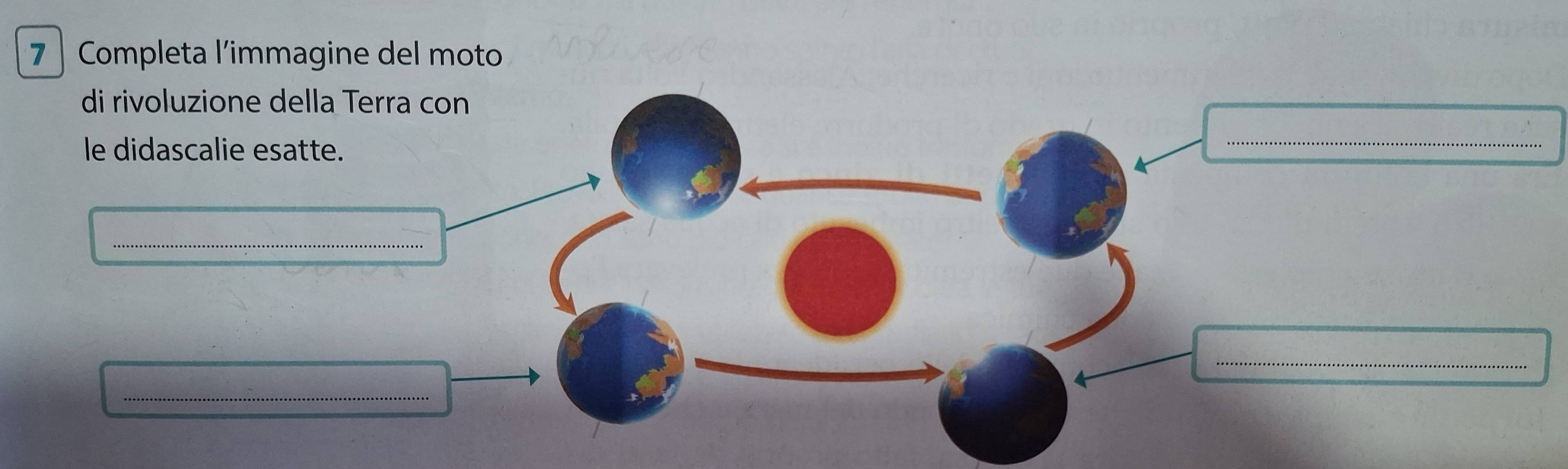 Risolto:Completa l'immagine del moto di rivoluzione della Terra con le ...