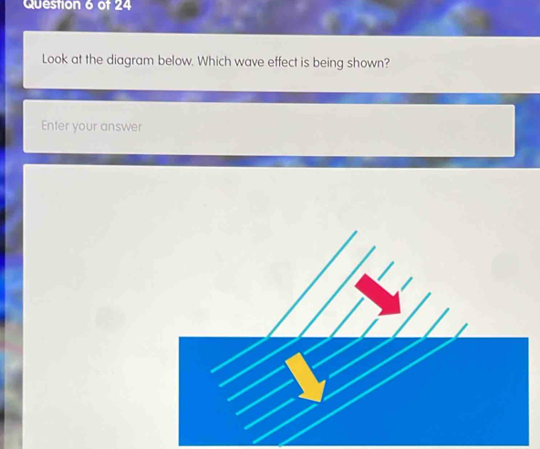 Solved: Look at the diagram below. Which wave effect is being shown? Enter your answer [Physics]