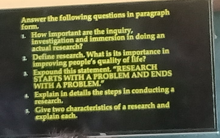 Answer the following questions in paragraph form. 1. How important are ...